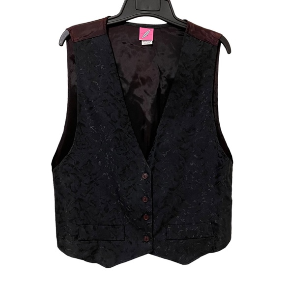 Vintage | Tops | Vintage Pin Wheels Black Floral Vest | Poshmark